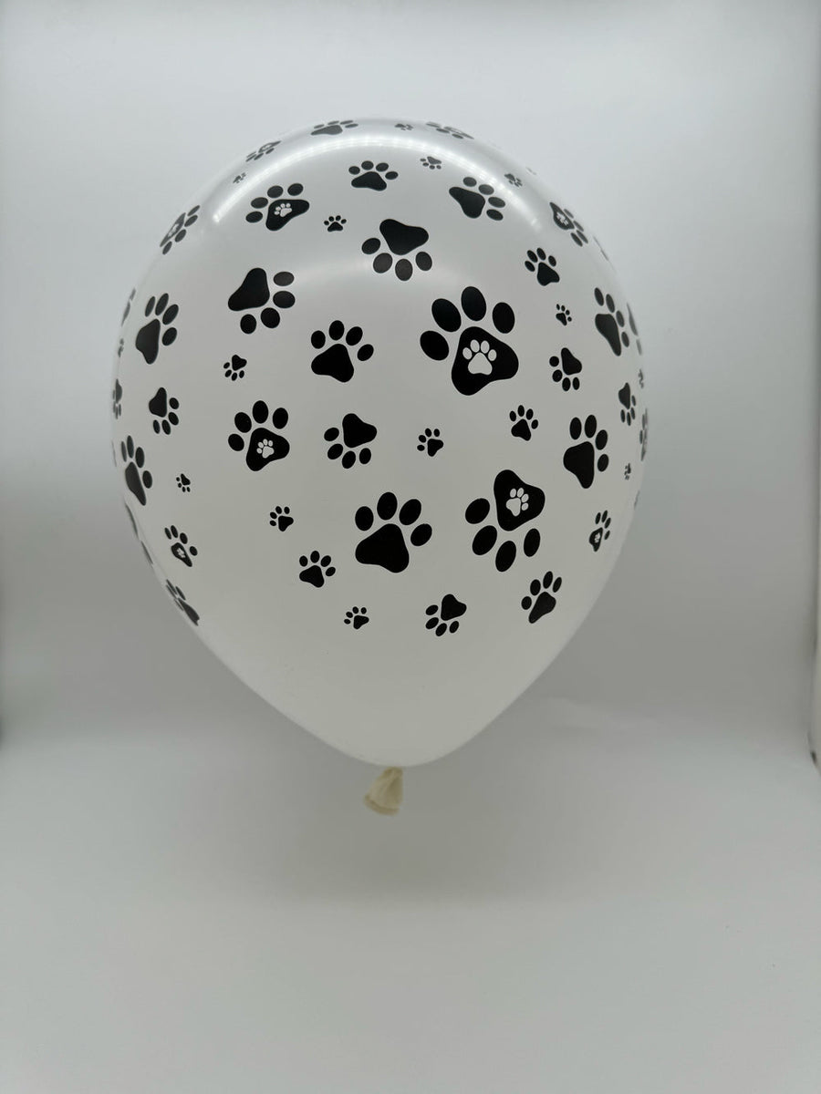 12" Latex Balloons All Around (25 Per Bag) Paw Print Decomex White – Bargain Balloons USA