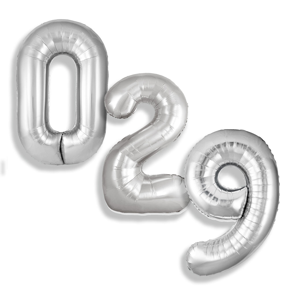 32" Flexmetal Brand Silver Slim Number Balloons – Bargain Balloons USA