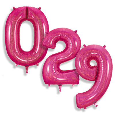 34" Oaktree Brand Holographic Pink Numbers Balloons – Bargain Balloons USA