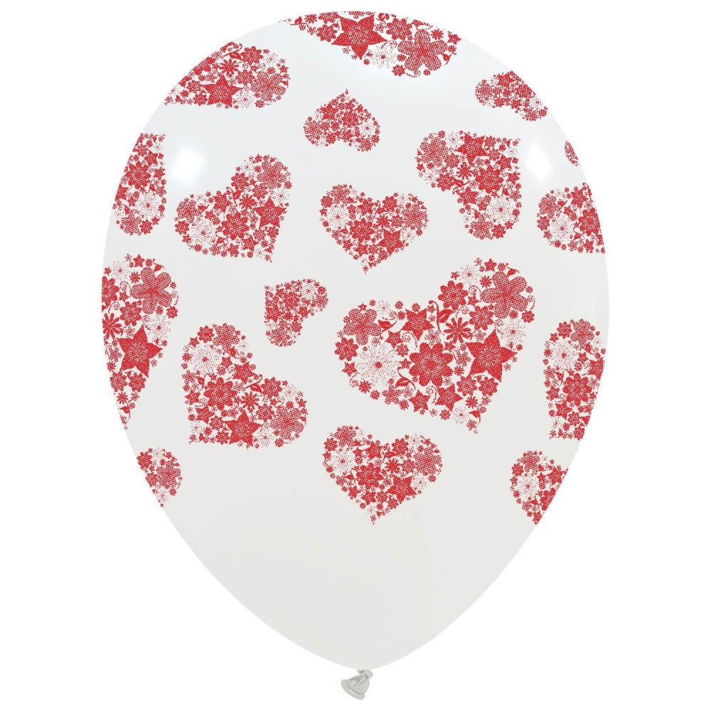 12" Cattex Brand Printed Latex Balloons (25 Per Bag) Hearts Flowers ...
