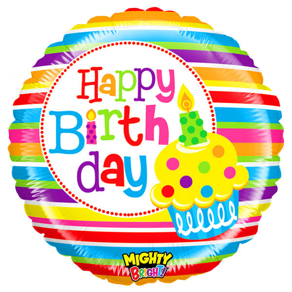 21" Mighty Bright Cupcake Birthday Balloon - Colorful & Fun– Bargain ...