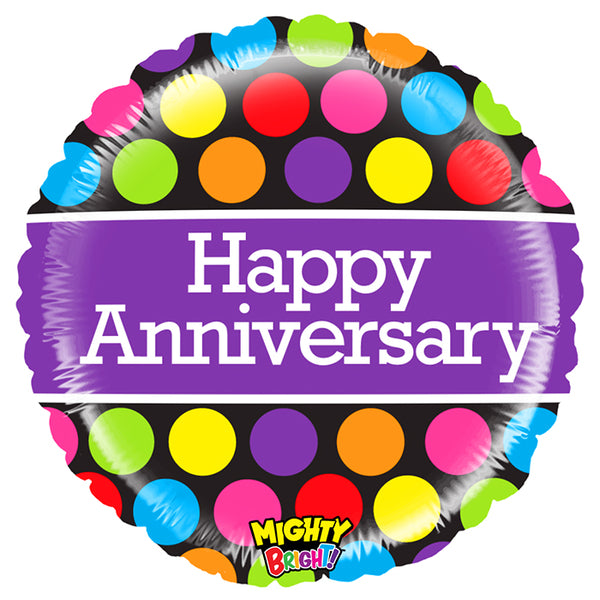 21" Mighty Bright Packaged Mighty Polka Dots Anniversary Balloon ...