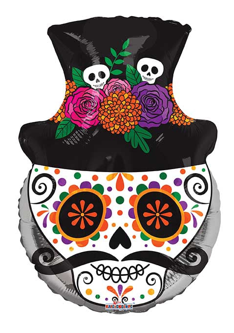 20" Catrin Skull Foil Balloon for Day of the Dead & Halloween– Bargain ...