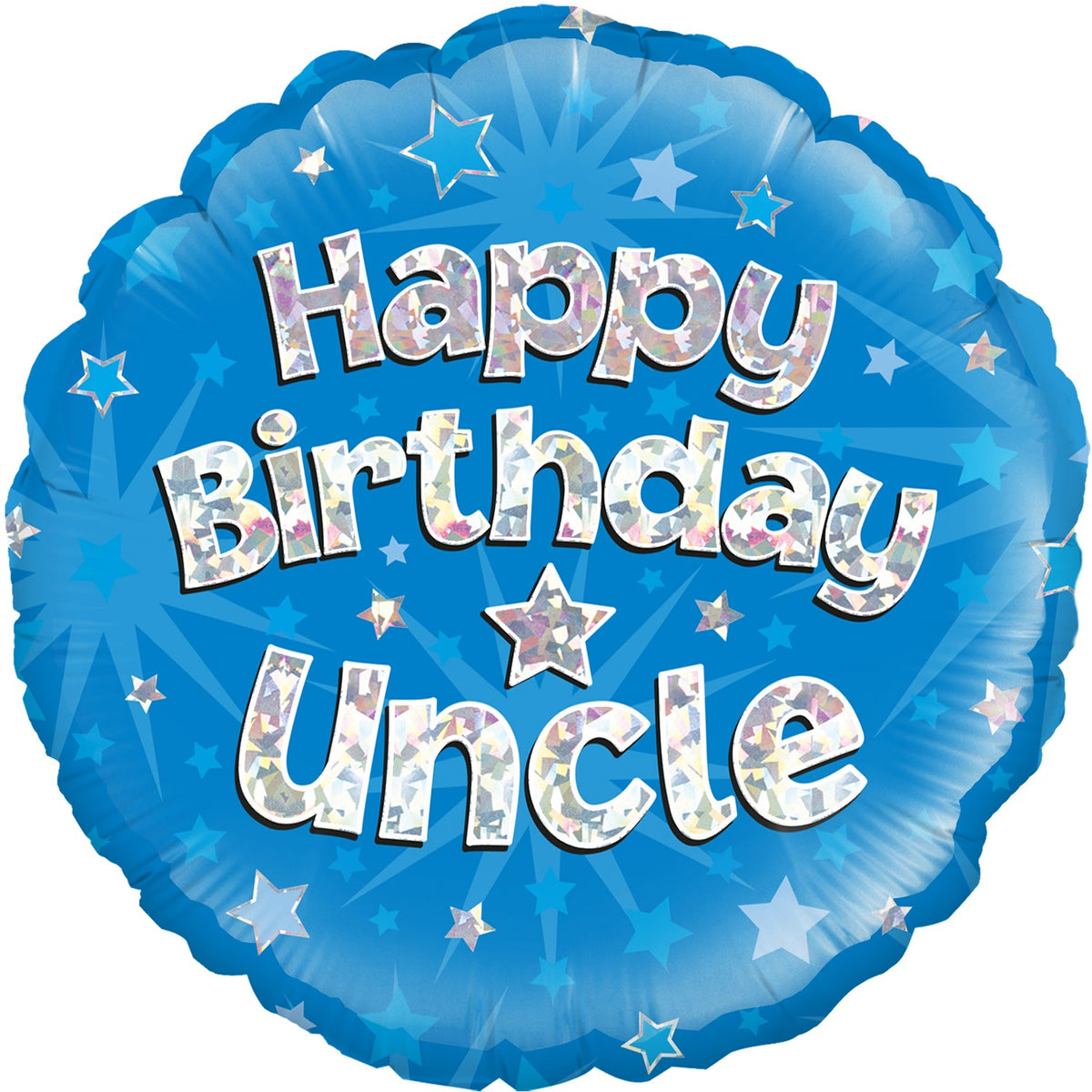 18" Happy Birthday Uncle Blue Holographic Oaktree Foil Balloon ...