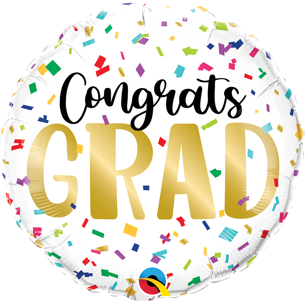18" Congrats Grad Confetti Foil Balloon - Graduation Party Decor ...
