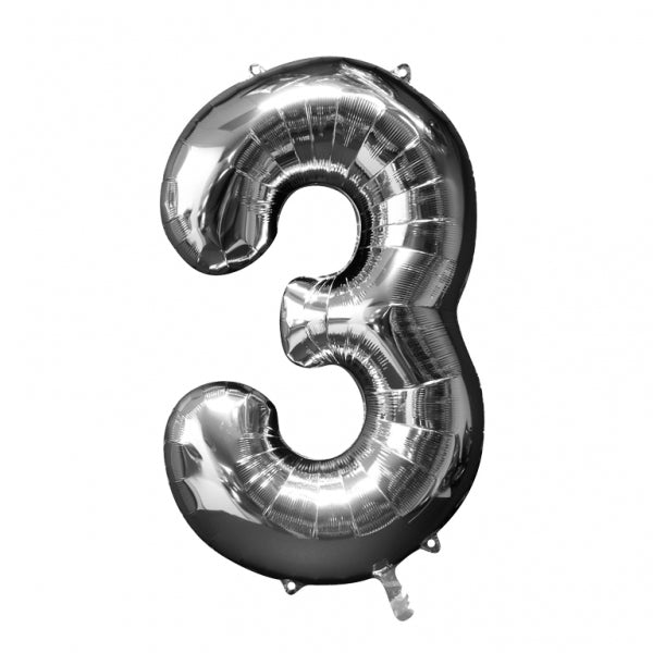 35" Anagram Brand SuperShape 3 Silver Balloon Packaged– Bargain ...