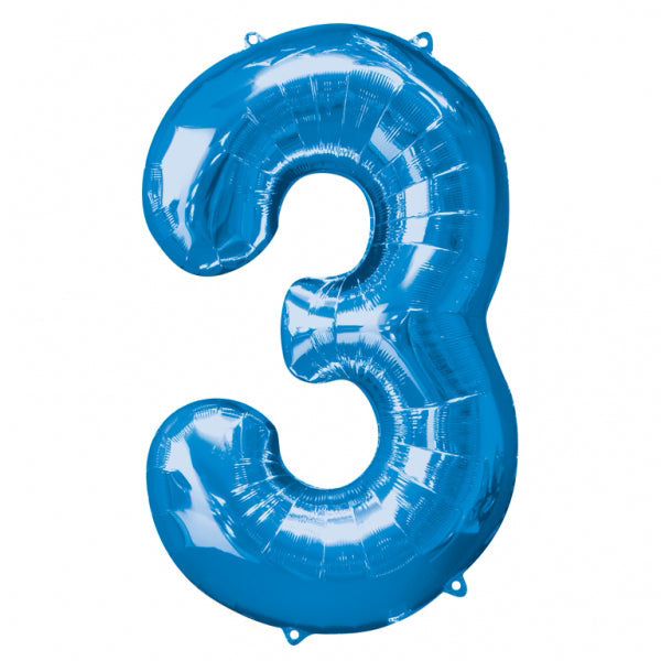 35" Anagram Brand SuperShape 3 Blue Balloon Packaged– Bargain Balloons USA