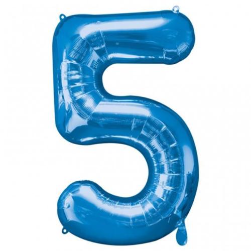 34" Anagram Brand SuperShape 5 Blue Balloon Packaged– Bargain Balloons USA