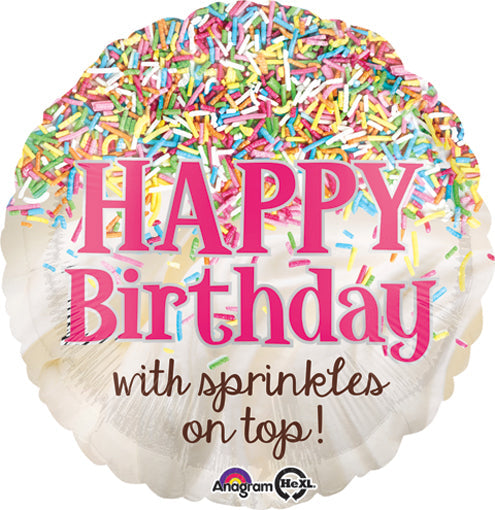 18" Sprinkles on Top Birthday Balloon Packaged– Bargain Balloons USA