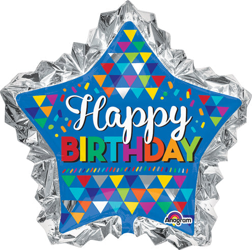 34" Jumbo Happy Birthday Primary Sketchy Packaged Balloon– Bargain ...