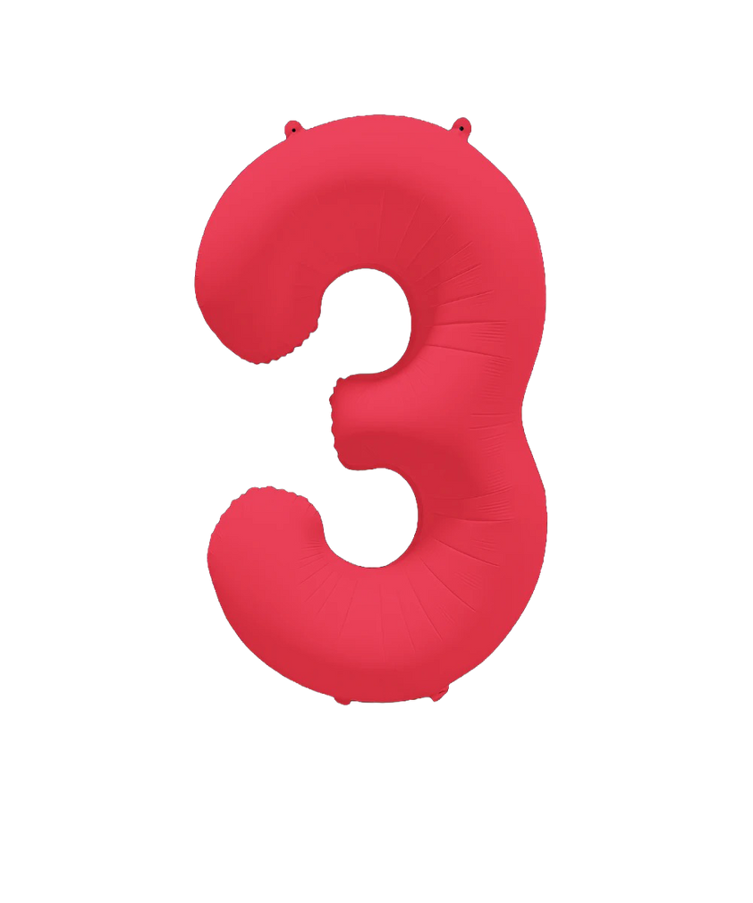 34" Neon Red Number 3 Balloon - Perfect for Celebrations– Bargain ...