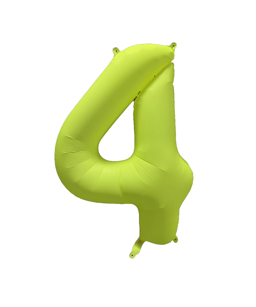 34" Neon Yellow Number 4 Balloon - Party Decoration– Bargain Balloons USA