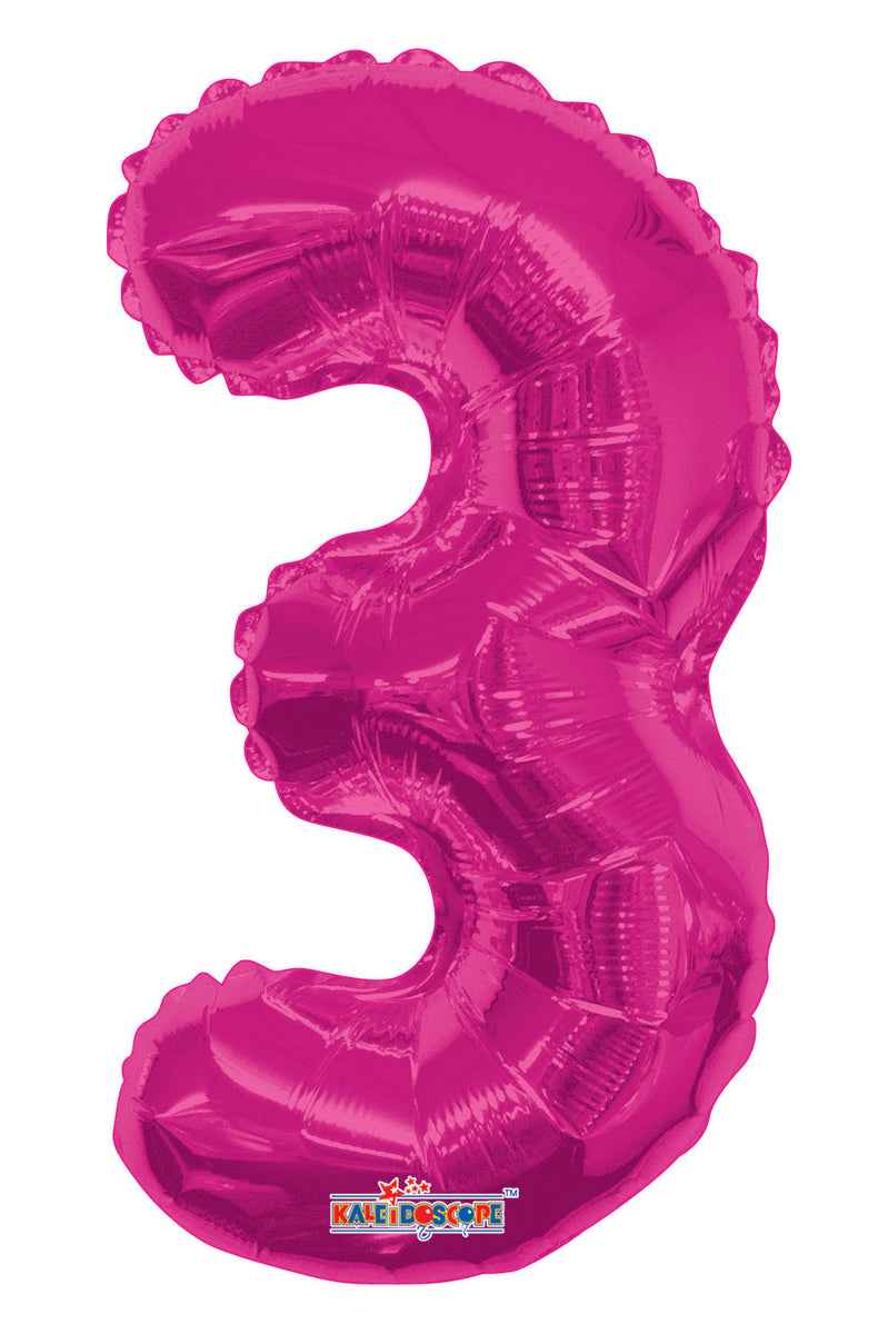 14" Magenta Number 3 Airfill Balloon with Valve– Bargain Balloons USA