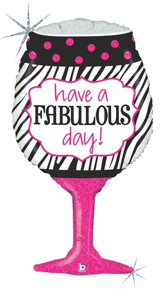 34" Holographic Fabulous Day Wine Balloon - Zebra Stripes– Bargain ...