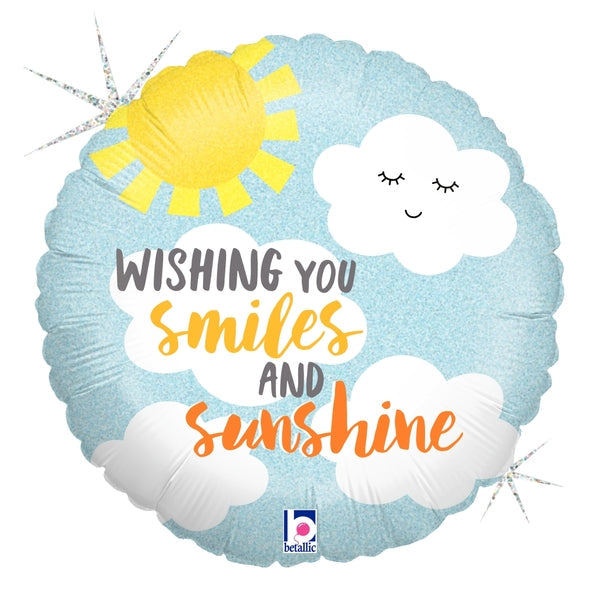 18" Foil Balloon Holographic Wishing You Smiles and Sunshine – Bargain ...