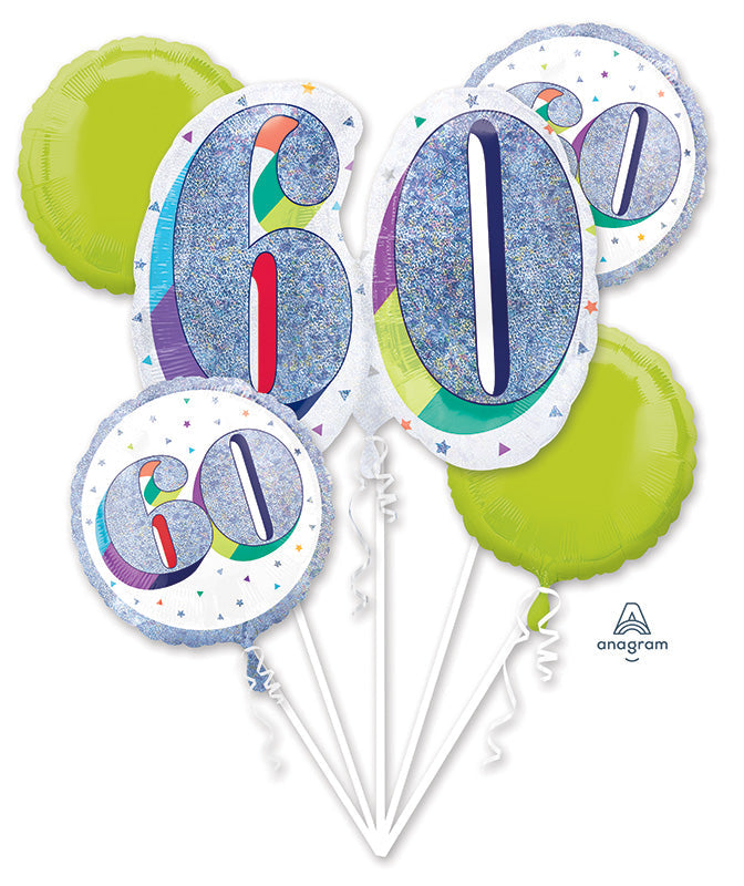 Bouquet Sparkles Number 60 Foil Balloon Set - 5 Pack– Bargain Balloons USA