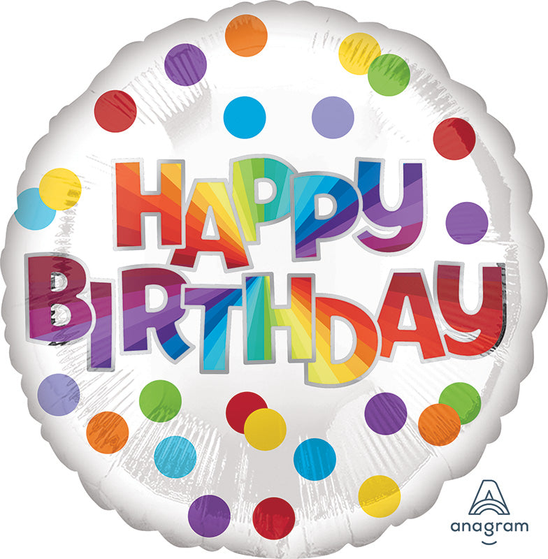 18" Happy Birthday Dots of Color Foil Balloon– Bargain Balloons USA