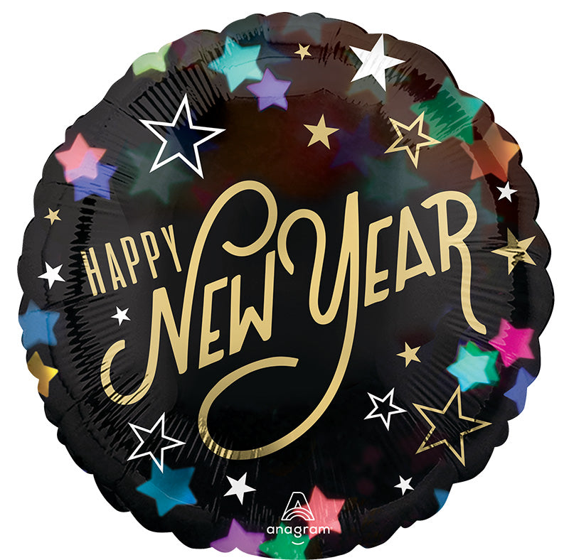 18" Satin Satin Natural Sparkle Happy New Years Foil Balloon– Bargain ...