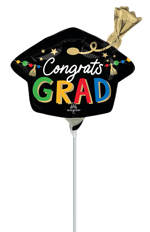 Airfill Only Grad Party Hat Foil Balloon - Congrats GRAD – Bargain ...