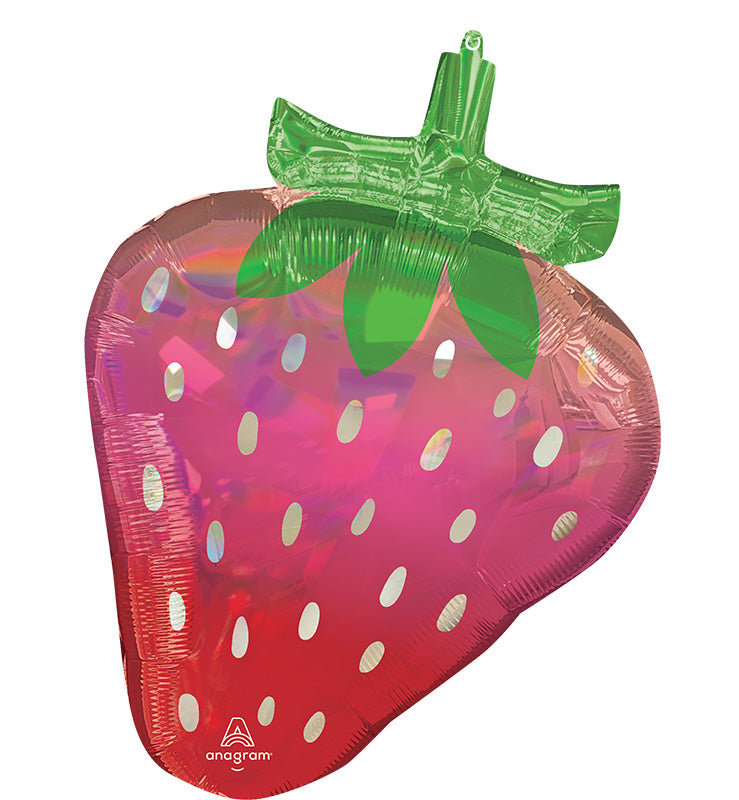 27" Iridescent Strawberry Holographic Foil Balloon – Bargain Balloons USA