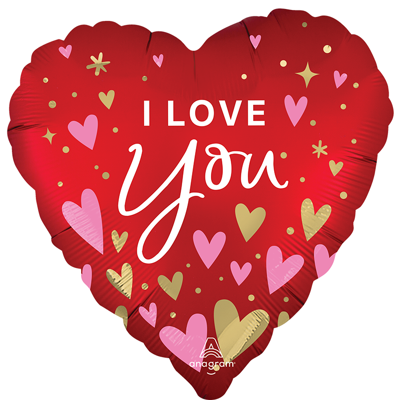 18" Standard Satin Satin I Love You Heartfelt Elegance Foil Balloon ...