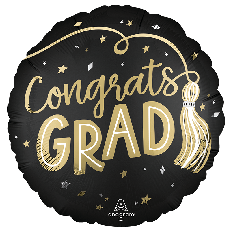28" Jumbo Satin Congrats Grad Foil Balloon with Tassels – Bargain ...