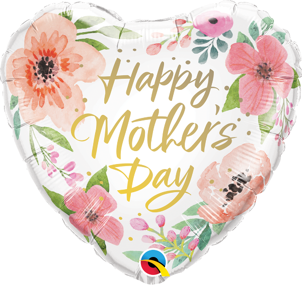 18" Heart Mother's Day Pink Floral Foil Balloon– Bargain Balloons USA