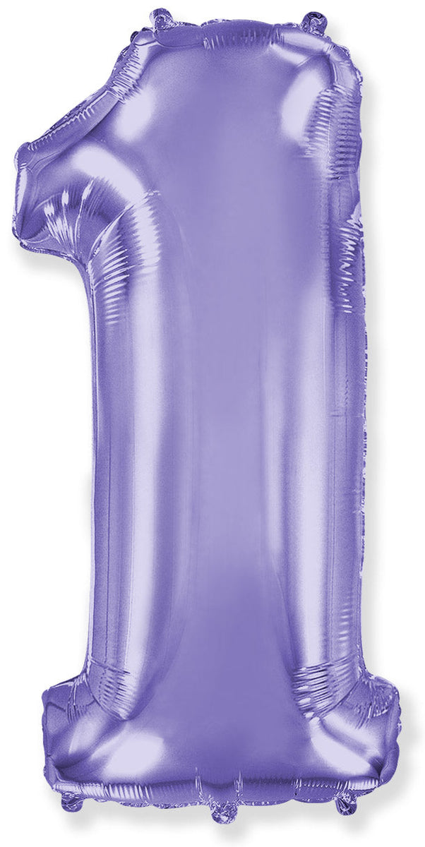 32" Inflated (40" Uninflated Approx) Lilac Number "1" Foil Balloon Fle ...