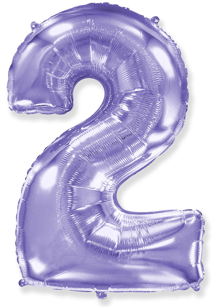 32" Inflated (40" Uninflated Approx) Lilac Number "2" Foil Balloon Fle ...