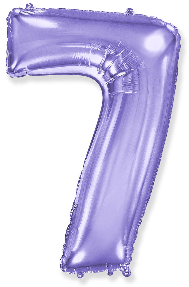 32" Inflated (40" Uninflated Approx) Lilac Number "7" Foil Balloon Fle ...