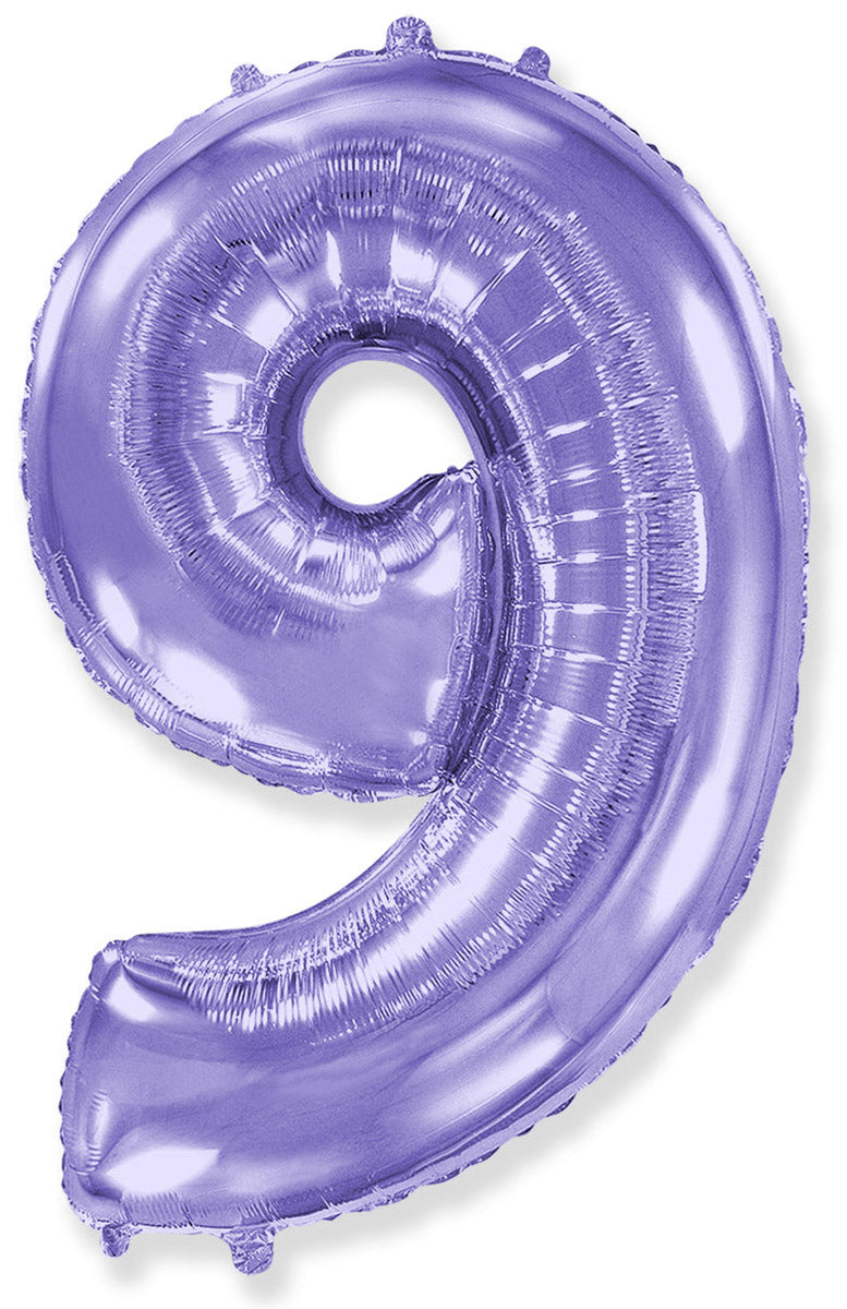 32" Inflated (40" Uninflated Approx) Lilac Number "9" Foil Balloon Fle ...