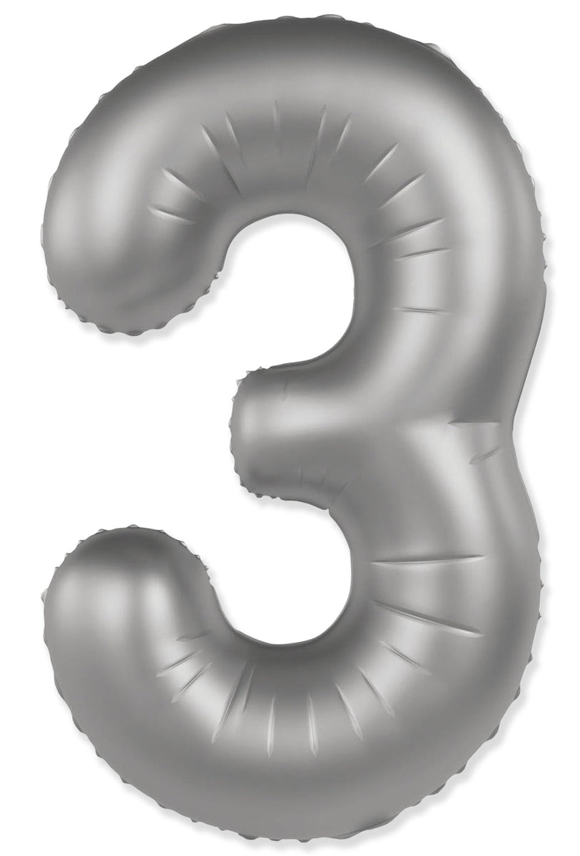 32" Inflated (40" Uninflated Approx) Number "3" Slimmer Design Matte M ...