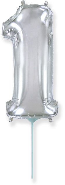 14" Airfill Only Flexmetal Foil Balloon Number "1" Color Silver ...