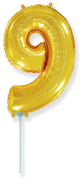 14" Airfill Only Flexmetal Foil Balloon Number "9" Color Gold – Bargain ...