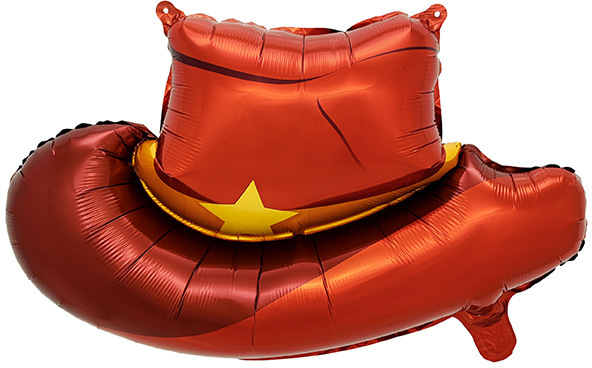 24" Red Sheriff Cowboy Hat Foil Balloon for Western Parties– Bargain ...