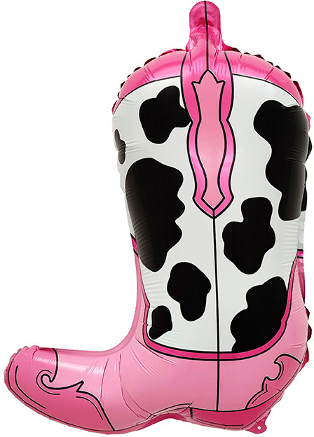 23" Pink and Black Cow Print Cowboy Boot Foil Balloon – Bargain ...