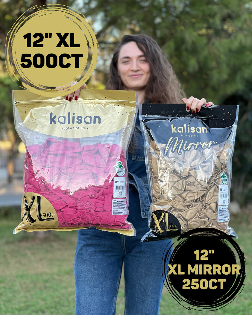 12" Kalisan Latex Balloons Mirror Gold - XL SuperSize Bag Count (250 P ...