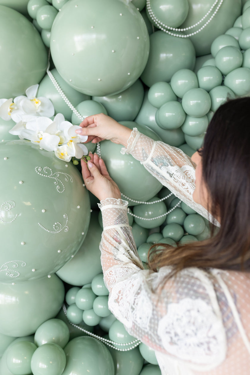 11" Meadow Pearl Eucalyptus Tuftex Latex Balloons Designer Balloons (1 ...