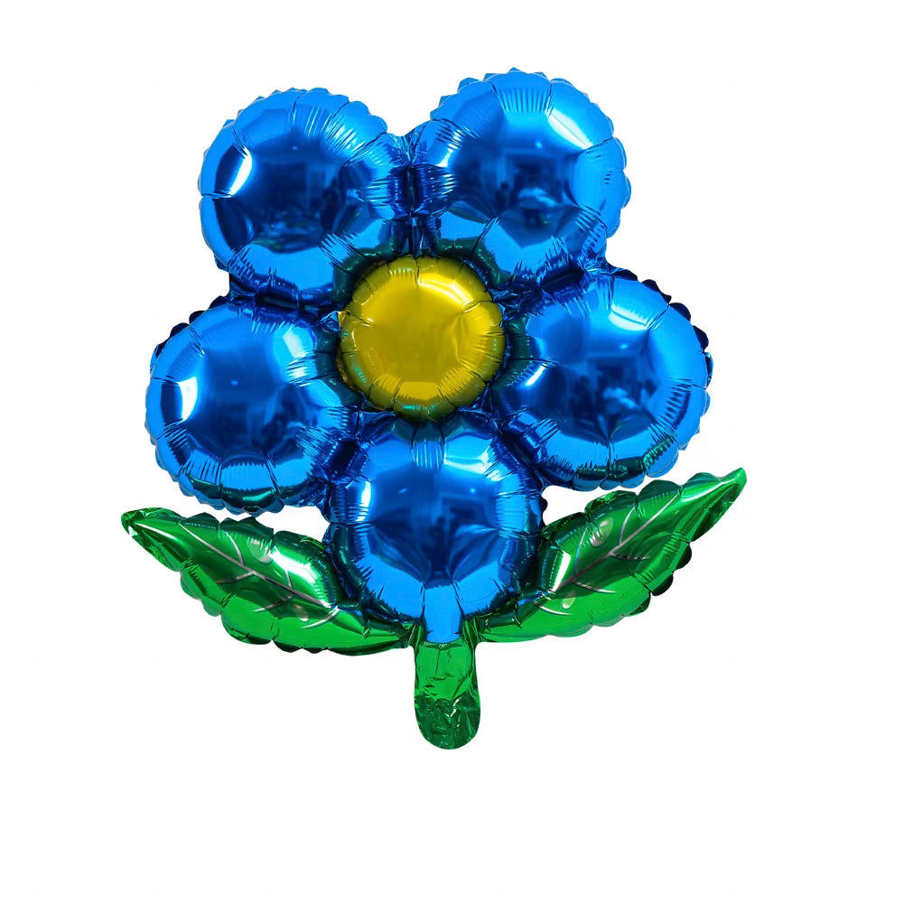 18" Blue Flower Foil Balloon with Leaves - Airfill Only– Bargain ...