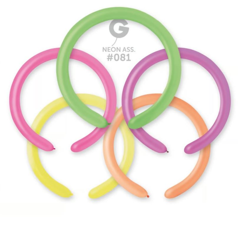 260G Gemar Neon Assorted Latex Twisting/Modelling Balloons (50 Per Bag ...