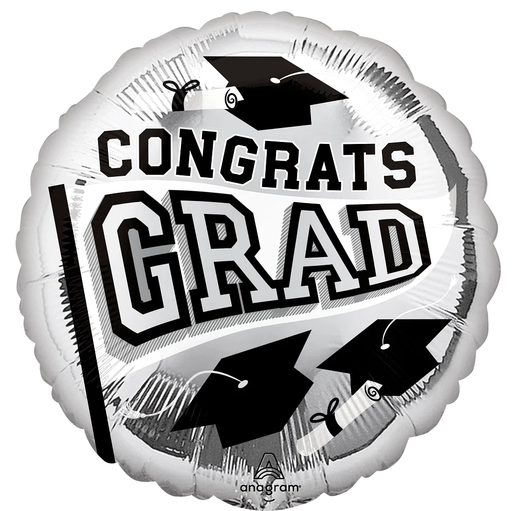 18" Graduation School Colors Be True to Your School - Silver Foil Ball ...