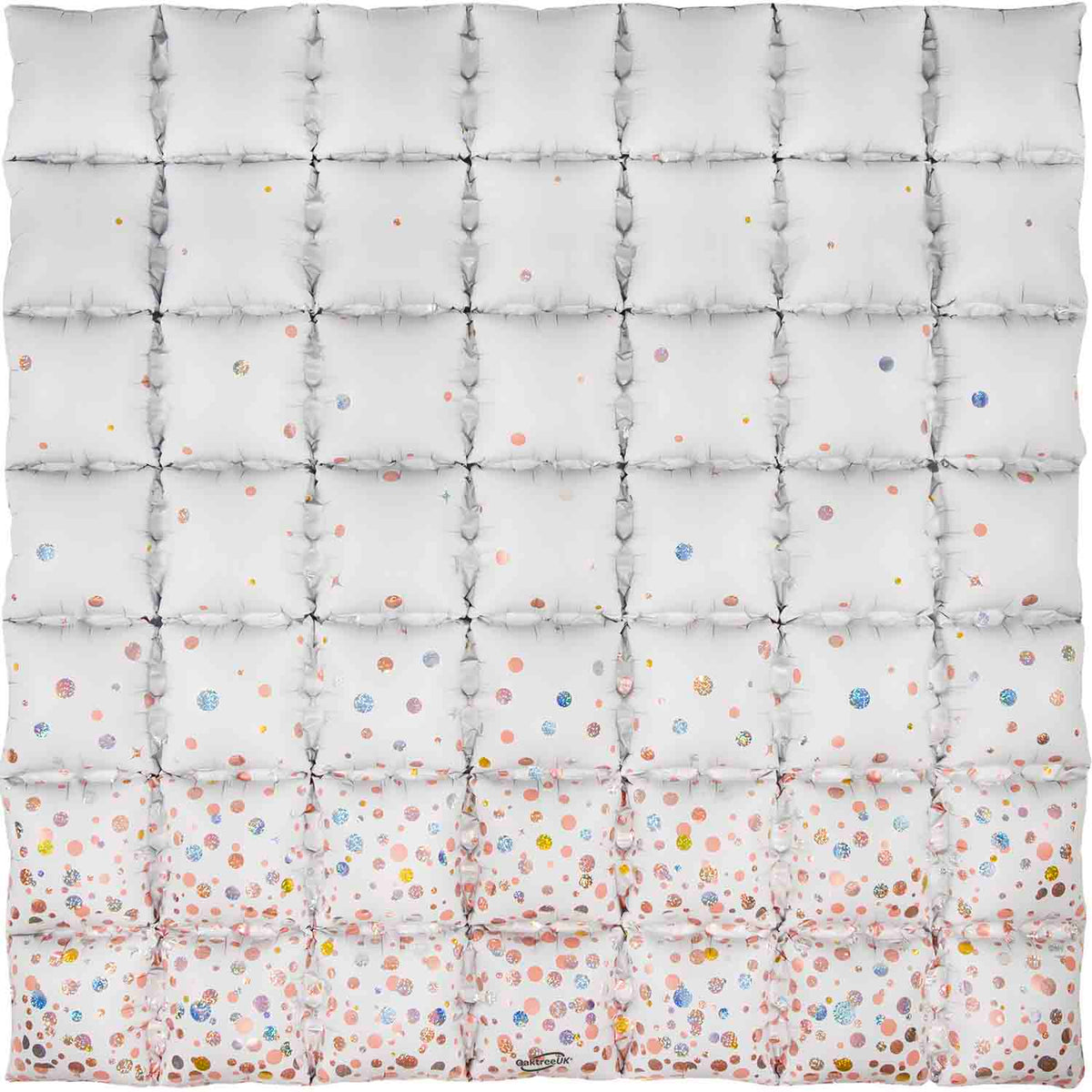 36" Sparkling Fizz Holographic Rose Gold 7x7 Squares Waffle Wall Foil ...